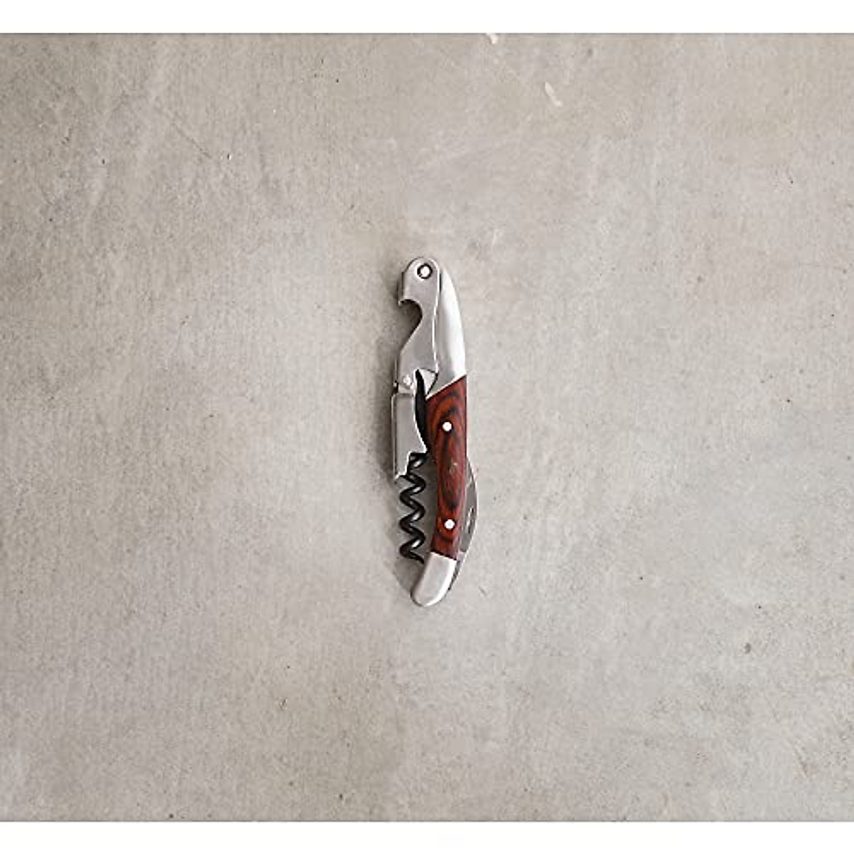 Twine Country Home Double Hinged Wood Corkscrew, Rosewood Inlay Wine Key, Bar Tool, Wine Opener, 4.75"