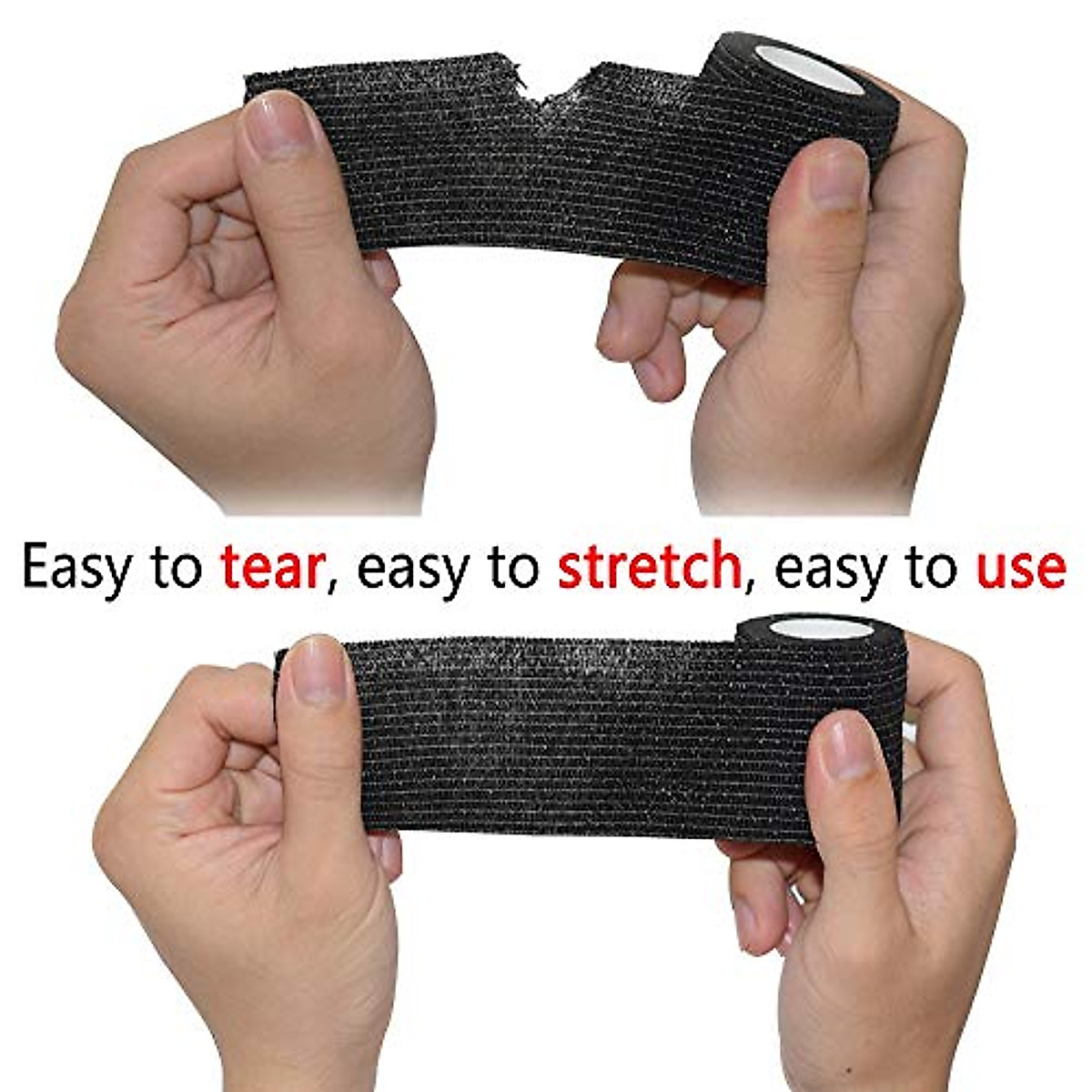 Stmandy Vet Tape wrap, wrap Bandage 2 inch 6 Rolls,Adhesive wrap Bandage for The Person or The Pets (cat,Dogs,Horse and Other Animal) who was injure or Have Wounds (Black 6pcs)