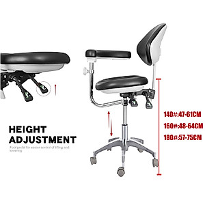 SFKLYU Dental Medical Chair, Dental Assistant Chairs with 360 Degree Rotation Armrest PU Leather Height Adjustable Doctor Chair for Clinics, Dental, Offices, Labs,Black,57~75CM