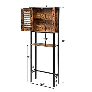 HOOBRO Over The Toilet Storage Cabinet, Bathroom Space Saver with Louver Door, Industrial Bathroom Cabinet Over Toilet, Easy to Assemble, Stable, Rustic Brown BF43TS01