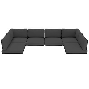 Crownland 14-Piece Outdoor Furniture Replacement Cushions, Water-Resistant Sofa Cushions for 6-Seat Rattan Wicker Sectional Patio Conversation Sets,Grey
