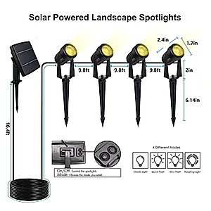 SUNTHIN Solar Landscape Lights, Solar Spot Lights Outdoor Auto On/Off, Waterproof Lanscape Lighting for Yard, Garden, Lawn, Plant, Tree, Wall, Fence (Warm White)