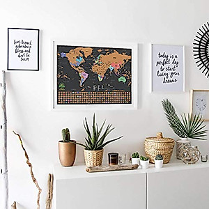 Scratch Off World Map Poster – Deluxe Travel Map, Scratch Off Map of The World with US States and Country Flags, Tracks Where You Have Been, Full Accessories Set, Gift for Travelers, by Earthabitats