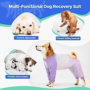 MIGOHI Full Body Dog Recovery Suit,Breathable Recovery Suit for Female Male,Dog Onesie,Anti-Licking Dog Pajamas Suit,Dog Surgery Suit Female Spay,Surgical Recovery Suit for Medium Dogs,M,Purple