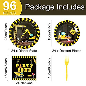 Construction Birthday Party Supplies Serve 24 Construction Plates and Napkins Tablecloth Sets Truck Birthday Decorations for Boys Kids Tractor Dump Digger Vehicle Themed Party Decor