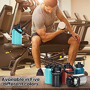 64 oz Vacuum Insulated Water Bottle | Easy Clean Half Gallon Stainless Steel Jug with Leak Proof Lid | Portable Bottle for Hot and Cold Drinks with Copper-Plated Interior (Red)