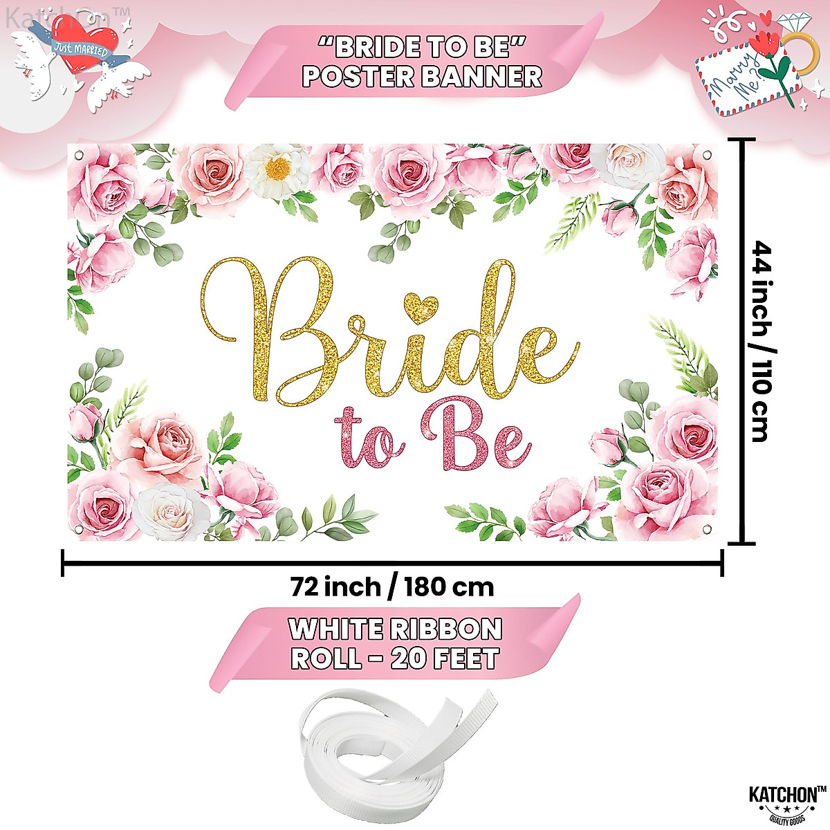 KatchOn, Pink Bride to Be Banner - Large, 72x44 Inch | Bridal Shower Backdrop for Bride to Be Decorations | Bride To Be Backdrop | Bridal Shower Decorations | Bridal Shower Banner | Bachelorette Party