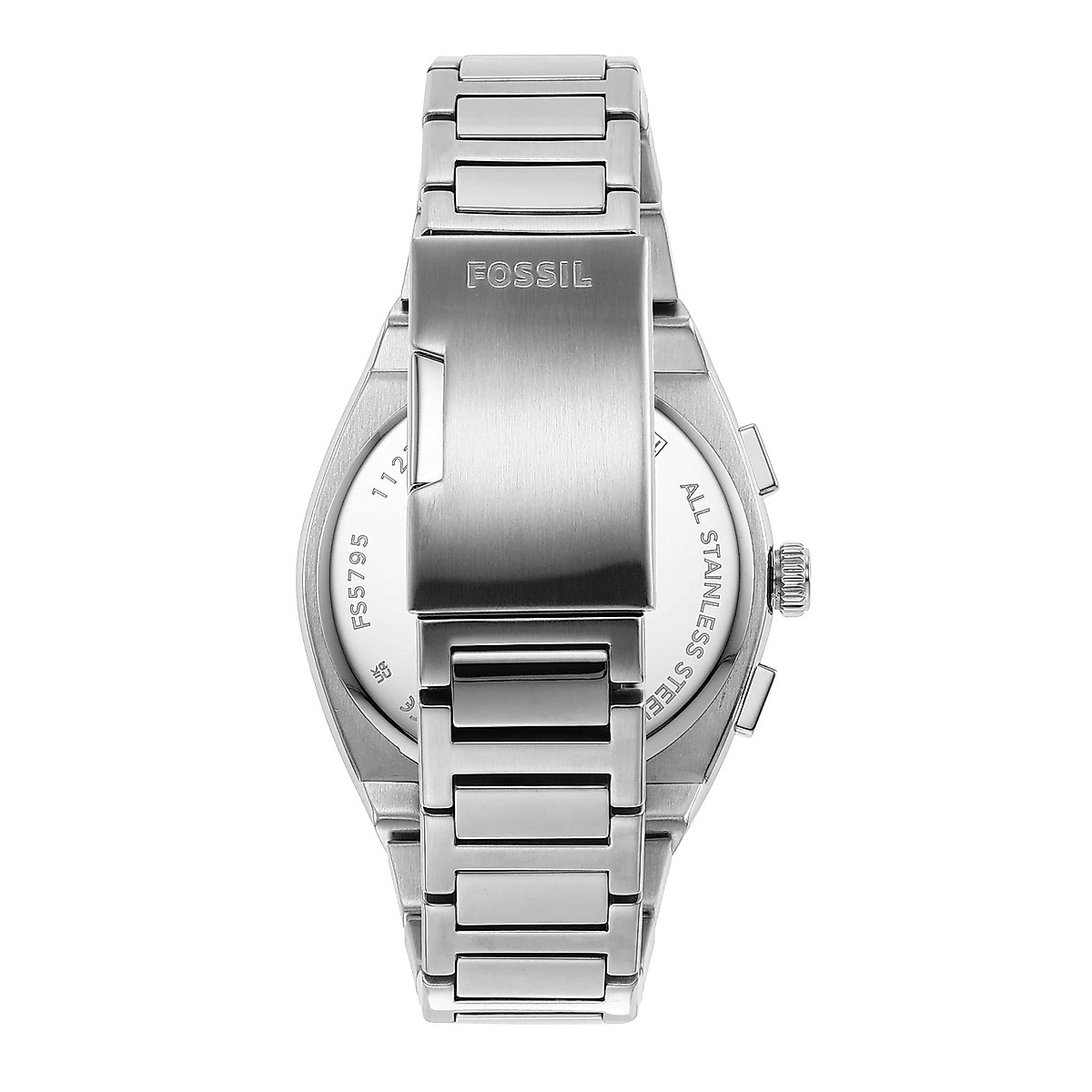 Fossil Men's Everett Quartz Stainless Steel Chronograph Watch, Color: Silver (Model: FS5795)