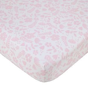 Little Love by NoJo Beautiful Blooms Pink, White, and Grey Floral 3 Piece Nursery Crib Bedding Set - Comforter, Fitted Crib Sheet and Crib Skirt