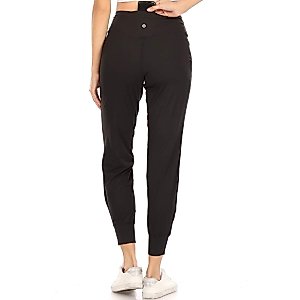Leggings Depot ActiveFlex Jogger Yoga Pants with Pockets (Full Length, Black, Large)