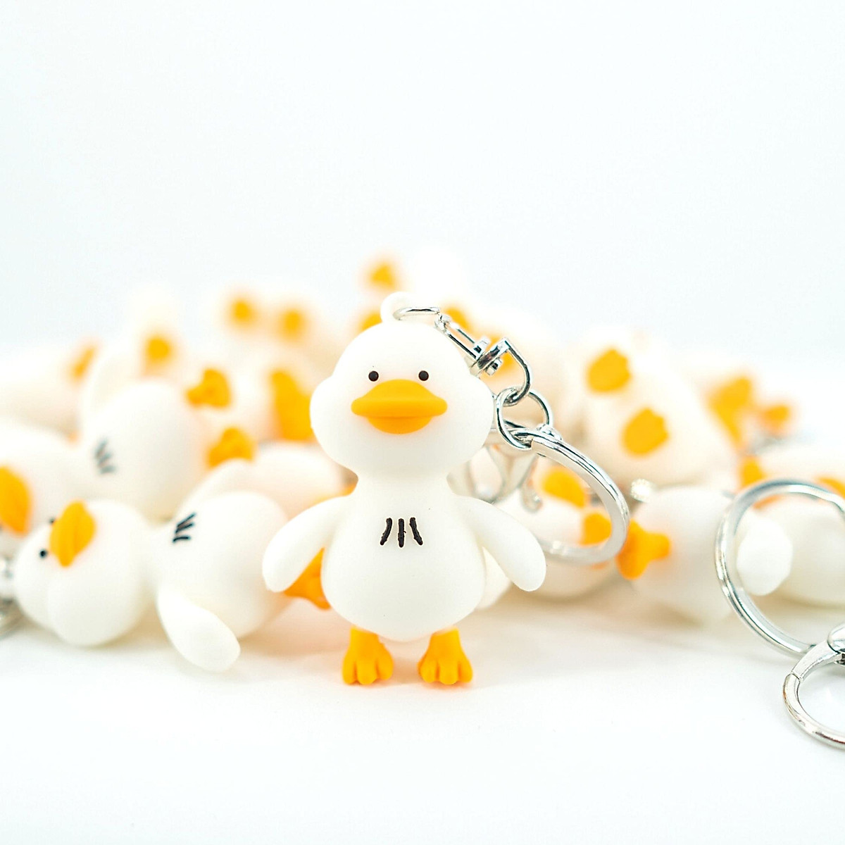 Crafters Cup Duck Duck Keychains | Bulk 10 Pack | Yellow Rubber Duck | Attach To Duck Duck Tag | You've Been Ducked White Duck Keychain