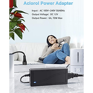 Aclorol 12V Power Supply 12V 6A 72W 100V-240V / 110V - 220V AC to DC Adapter 12 Volt 6 amp Converter 5.5x2.5mm Plug for LED Strip Pixel Rope Light Wireless Router ADSL Cats IP Camera
