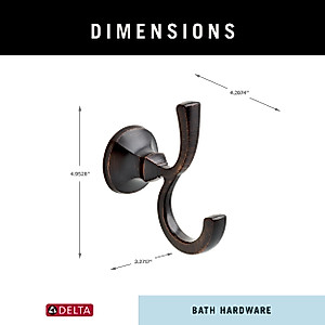 Delta Faucet 76435-RB Ashlyn Double Towel Hook, SpotShield Venetian Bronze