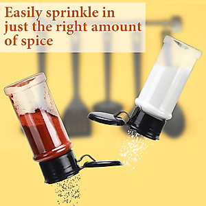 50 Pcs Plastic Spice Jars with Shaker Lids Spice Containers Plastic Spice Bottles Seasoning Shaker Jars 3.3 Oz/ 100ml Seasoning Shaker for Storing Spice, Herbs and Seasoning Powders (Black)