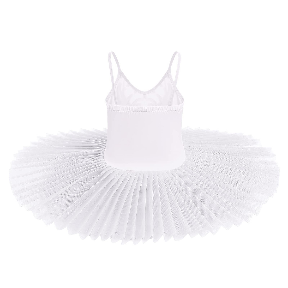 Toddler Kids Girls Swan Lake Ballet Dance Tutu Dress Sequins Camisole Leotard Hard Organdy Platter Skirted Ballerina Performance Dresses Costume with Arm Sleeves Hair Clip Outfit Set White 7-8 Years