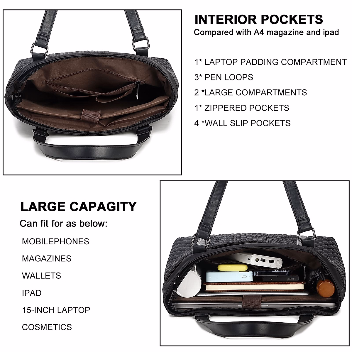 Laptop Tote Bag Womens Work Bags Purse Floral Teacher Handbag Shoulder Bag fit 15.6 in laptop