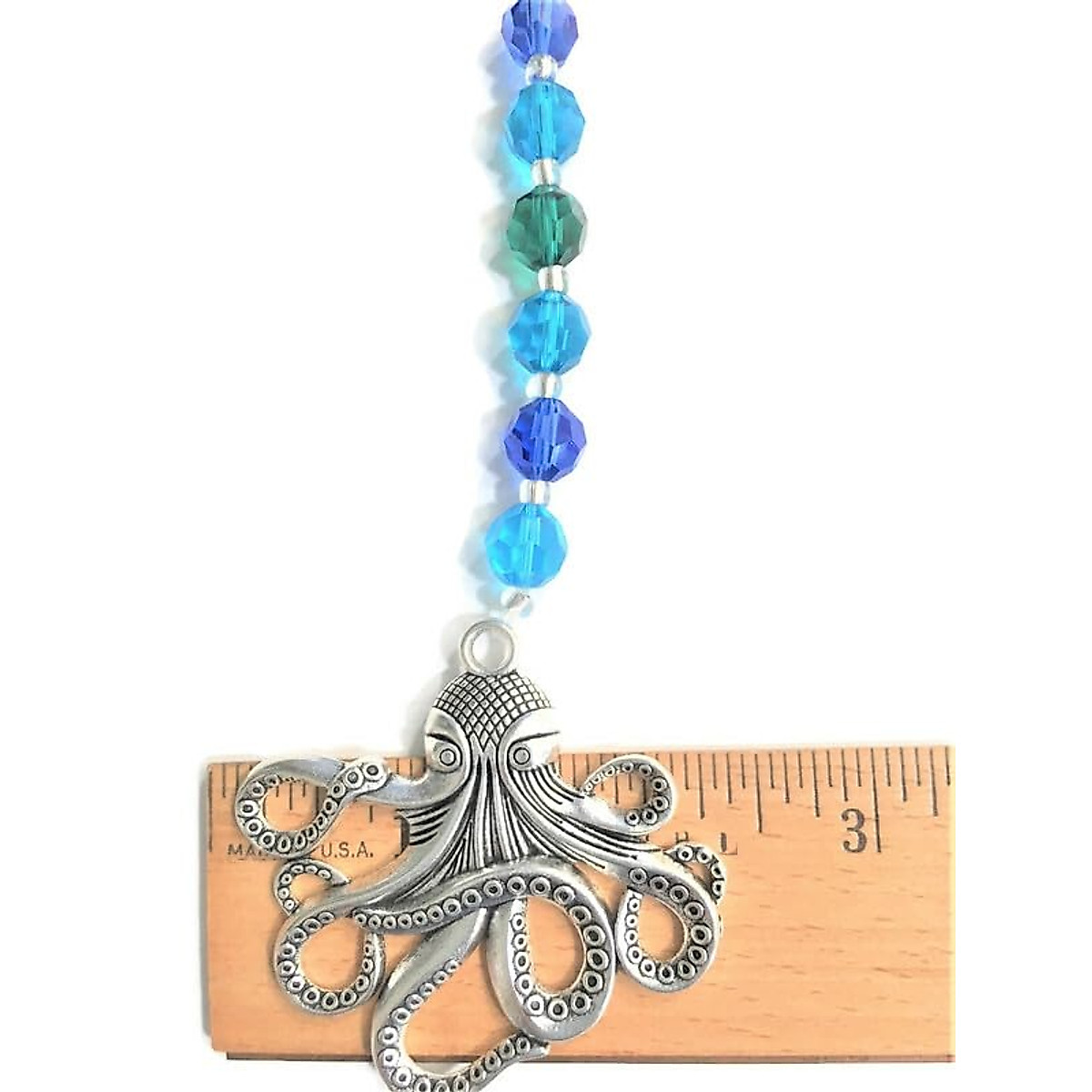 OCTOPUS CAR CHARM, Octopus Suncatcher, 7" Handmade, Gift Wrapped, Octopus Decor, Kraken, Japanese Sea Monster, Steampunk, Mirror Ornament, Window Decoration, Octopus Gift