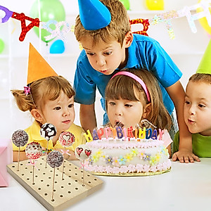 Cake Pop Stand 3 Pack Wooden Cakepops Stand Display Holder 56 Holes Wood Lollipop Holder Stand Decorative Candy, for Party, Birthday, Weddings, Anniversaries, Baby Showers, Fit 4mm Lollipop Sticks