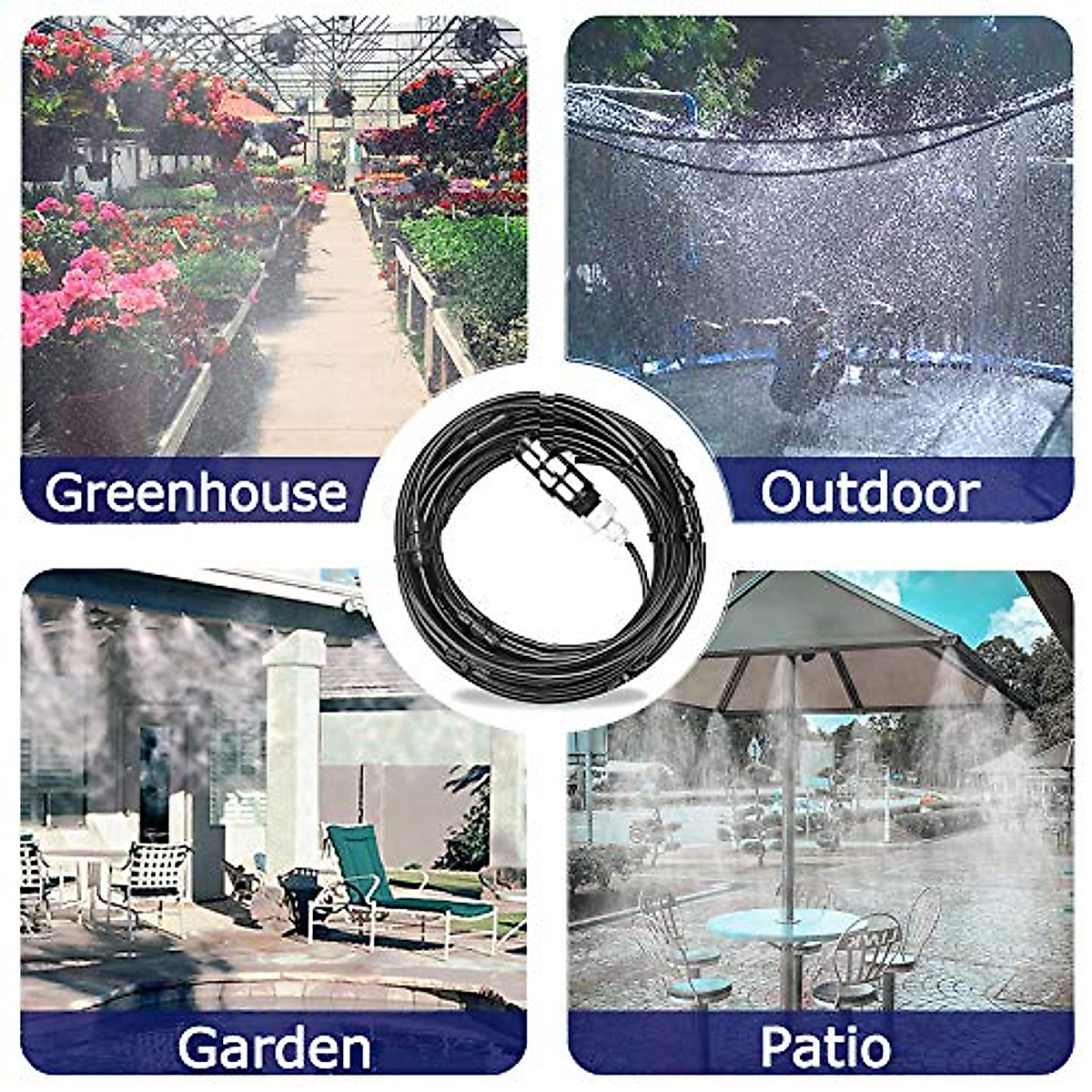 CozyCabin Outdoor Misting Cooling System with Pump - 40ft (12m) Misting Line with Filter + 6 Brass Mist Nozzles (3/4") for Patio Garden Greenhouse Watering Distribution System (12m (40ft))