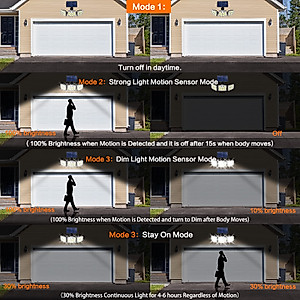 Solar Lights Outdoor, 164 Led Flood Light Outdoor IP65 Waterproof, 3 Heads Solar Security Lights with Motion Sensor, Motion Sensor Lights for Garage Garden Yard Patio, 2 Pack Outdoor Solar Lights