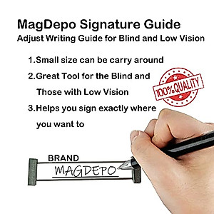 MAGDEPO Signature Writing Guide for Blind and Low Vision with 2 Pocket 3X Bookmark Magnifier for Reading Books