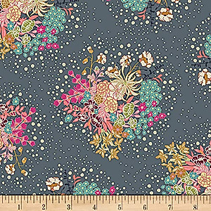 Art Gallery Fabrics Art Gallery Indie Folk Powder Bloom Jersey Knit, Dusty Blue