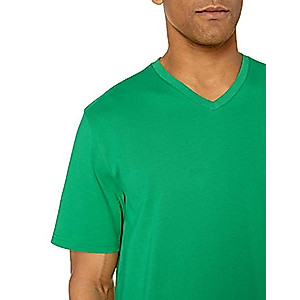 Amazon Essentials Men's Regular-Fit Short-Sleeve V-Neck T-Shirt, Pack of 2, Bright Green/Light Grey Heather, Large