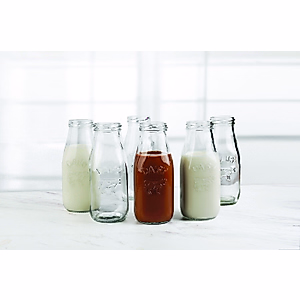 Circleware Dairy Milk Glass Bottles, 10.5 oz, Clear
