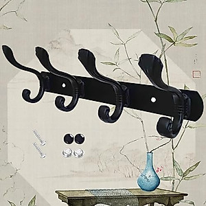 AOLZUNK Wall Mount Coat Rack, Stainless Steel Rack with 4 Hooks for Hanging Coats Towels Keys for Kitchen, Bathroom,