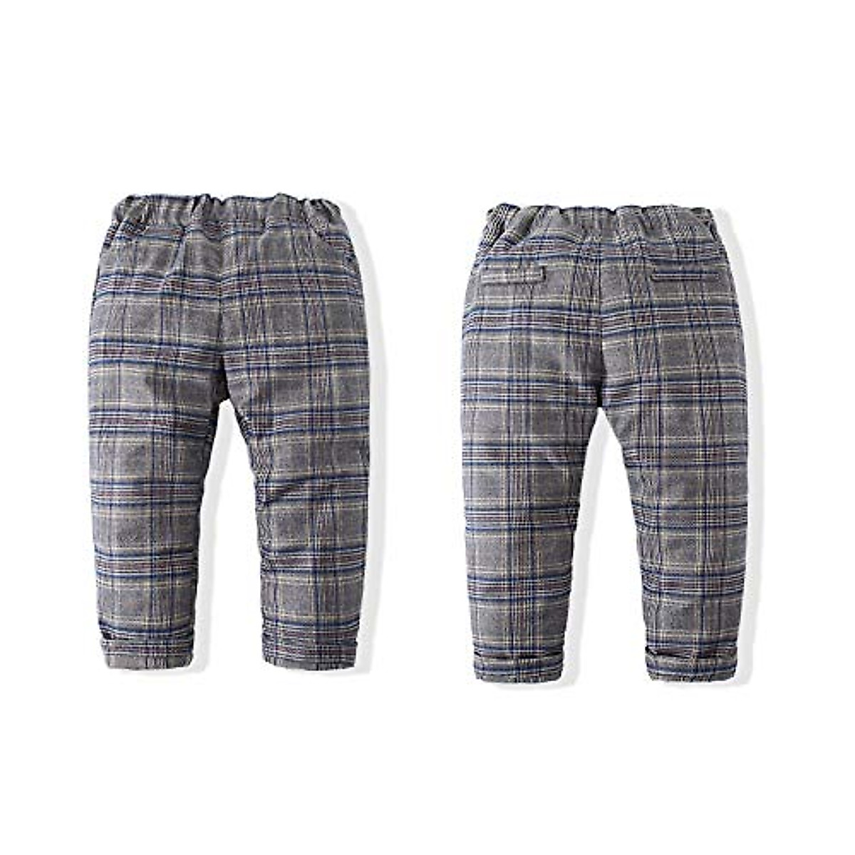 Boys 3Pcs Clothing Sets Long Sleeve Bowtie Shirts +Vest +Pants Casual Suit (Pink, 5_Years)