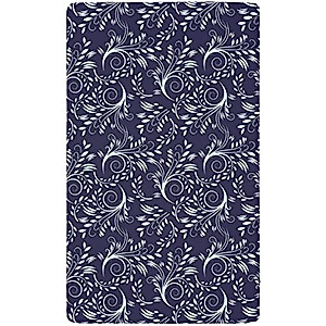 Royal Blue Themed Fitted Mini Crib Sheets,Portable Mini Crib Sheets Soft and Breathable Bed Sheets-Baby Sheet for Boys Girls,24“ x38“,Indigo White