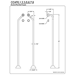 Kingston Brass CC471 Vintage Double Offset Bath Supply, 25-Inch, Polished Chrome