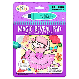 Bright Stripes Let's Craft Magic Reveal Pad No Mess Water Coloring Book Kids Arts and Crafts Fun Painting Learning Activities Book 3 Pack with Refillable Brush, Children’s Travel Toys, Whimsical Art