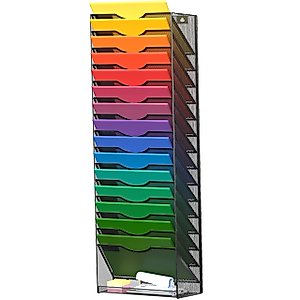 Delifox 16-Tier Wall Mounted Hanging File Organizer Wall File Holder Metal Mesh Vertical Magazine Rack Classroom Office Organization
