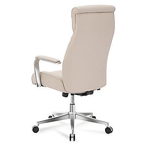 Realspace® Modern Comfort Modee Vegan Leather High-Back Executive Office Chair, Sand/Chrome, BIFMA Compliant