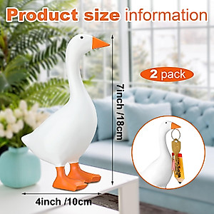 Vercraft 2 Pack Magnetic Goose Key Holder Cute Resin Goose Statue Magnet Kawaii Room Office Table Desk Decor Aesthetic Funny Key Hanging Holder for Home and New Apartment, Unique Housewarming Gifts