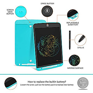 LCD Writing Tablet 10 Inch Colorful Toddler Doodle Board, Erasable Reusable Electronic Drawing Tablet Sketch Pads, Educational Learning Kids Toy Gift for 3 4 5 6 7 8 Year Old Boys Girls(Sky Blue)