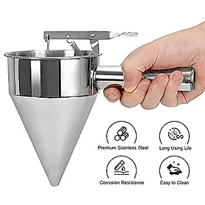 MosaiRudo Stainless Steel Pancake Batter Dispenser with Stand, Detachable Handle Pancake Dispenser for Takoyaki,Baking,Cupcakes,Muffins-Cooking Crepes,Waffles (600ML)