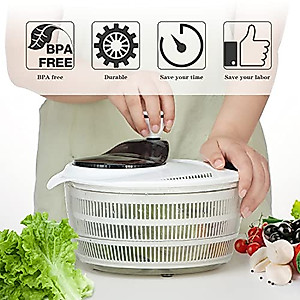 Ourokhome Salad Spinner Lettuce Dryer, Rotary Veggie Washer with Compact Bowl and Colander, Easy to Clean, Wash, Dry Vegetables, Fruits, Lettuce, Greens, Lockable Lid, 4L, White