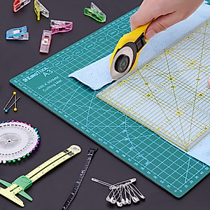 78 Pcs Rotary Cutter Set - KingTool 45mm Cutter Kit with A3 Cutting Mat, Fabric Scissors 3 Replacement Blades, Quilting Rulers, Sewing Clips, Sewing Pins - Perfect for Crafting,Quilting,Sewing