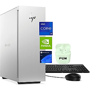 HP Envy Gaming Desktop Computer, 12th Gen Intel Core i9-12900, 64GB RAM, 2TB SSD, NVIDIA GeForce RTX 3070(8GB GDDR6 Dedicated), Windows 11 Pro, Black Wired Keyboard and Mouse, Silver, PCM
