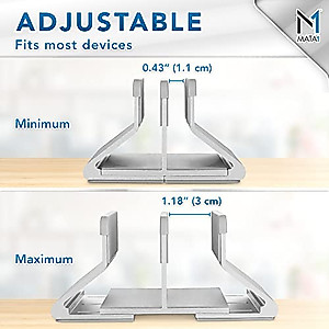 Mata1 Vertical Laptop Stand (Silver), Aviation-Grade Aluminum Not ABS Plastic to Dissipate Heat & Protect Your Devices, Adjustable w/ Lock Rings & Anti-Slip Dock Compatible w/ All 7-17.3 inch Devices