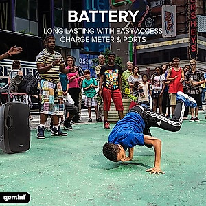 Gemini Sound AS-10TOGO - 1000W Peak Active Bluetooth® PA Speaker, 10” Woofer, Trolley Handle and Wheels, Long-Lasting Battery Powered, Wireless Mic, Echo for Karaoke, Perfect for Tailgates