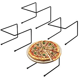 MyGift Black Metal Pizza Table Stands, Tabletop Pizza Pan Riser Food Platter Tray and Display Rack, Set of 4