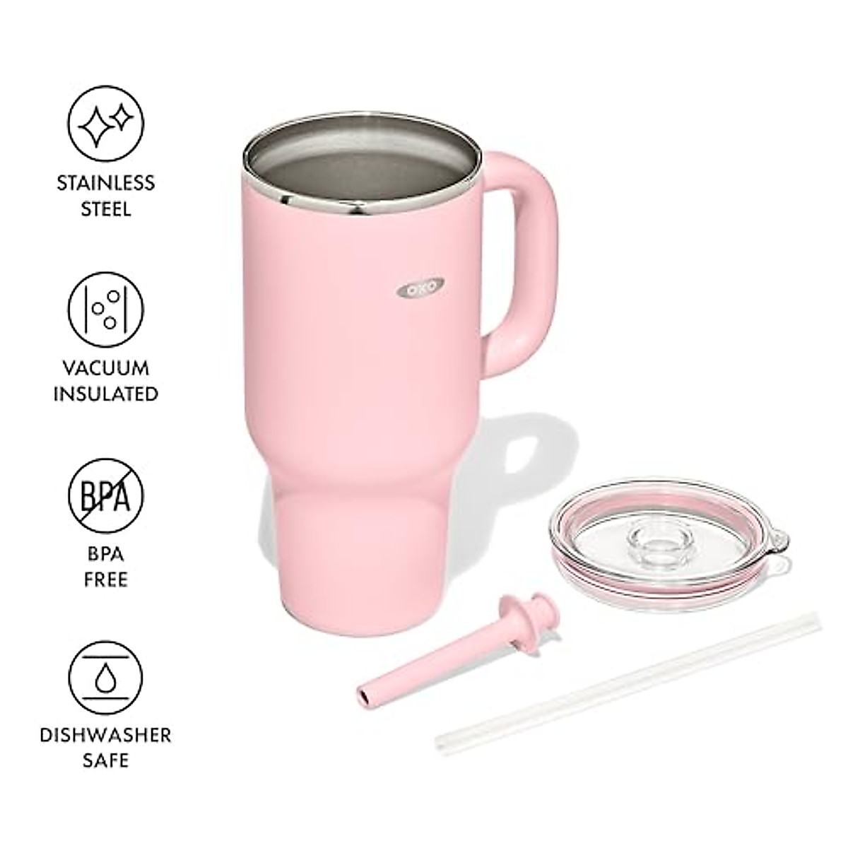 OXO Strive XL Tumbler with Handle – 40 oz. – Rose Quartz