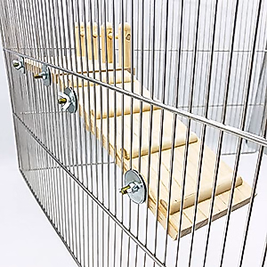 Bird Wooden Play Gyms Stands with Climbing Ladder and Acrylic Wood Swing for Green Cheeks, Lovebirds, Finches, Conures, Cockatiels, Parakeets, Bird Perches Cage Play Chewing Toys