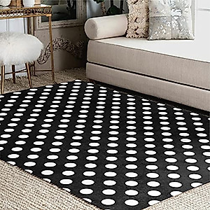 ALAZA White Black Polka Dot Area Rug Rugs for Living Room Bedroom 7' x 5'