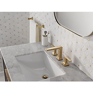 Delta Faucet Velum Widespread Bathroom Faucet 3 Hole, Gold Bathroom Sink Faucet, 2 Handle Bathroom Faucet, Bath Faucet, Pop-Up Drain Assembly, Champagne Bronze 3537LF-CZMPU