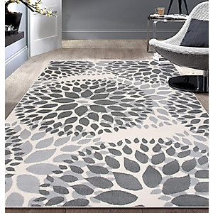 Rugshop Modern Floral Circles Design for Living Room,Bedroom,Home office,Kitchen Non Shedding Area Rug 6' 6" x 9' Gray