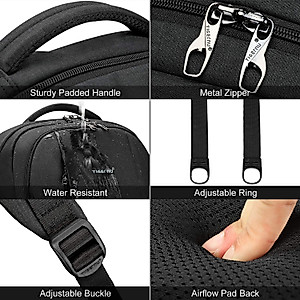 TIGERNU Laptop Backpack, Business Slim Anti-theft Backpacks with USB Charging Port, Water Resistant College Bookbag with Laptop Compartment for Men Work, Fits 15.6 Inch Laptop and Notebook, Black